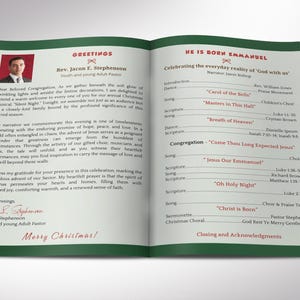Christmas Musical Program Template: Green & Red 4-page Church Cantata ...
