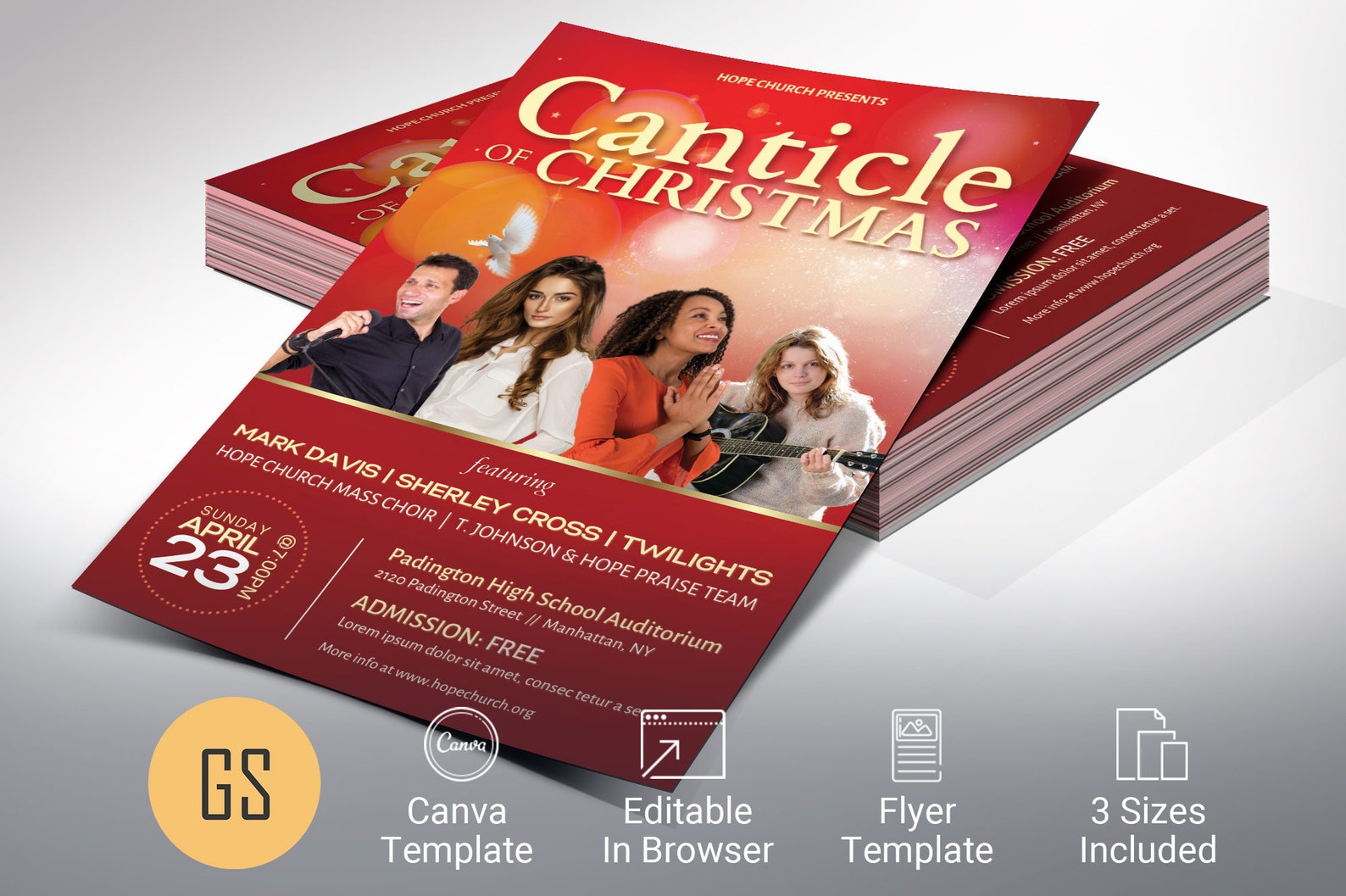 Christmas Concert Flyer Template for Canva Concert - Etsy
