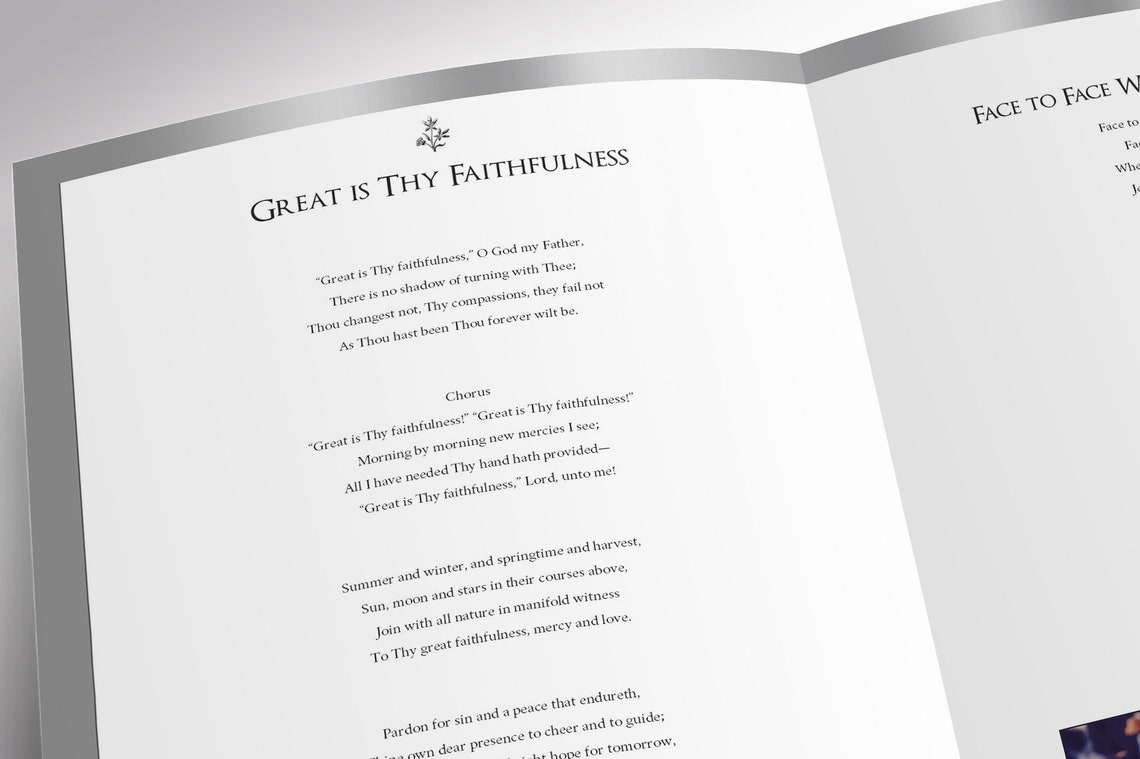 White Silver Funeral Program Tabloid Word Publisher Template | Etsy