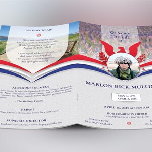 American Military Funeral Program Template: Celebration of Life (5.5x8 ...