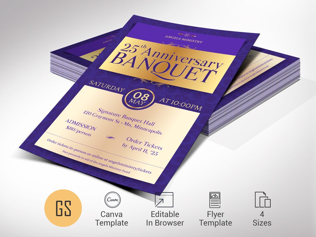 Purple Church Anniversary Flyer: Elegant Victorian Gala Invitation ...