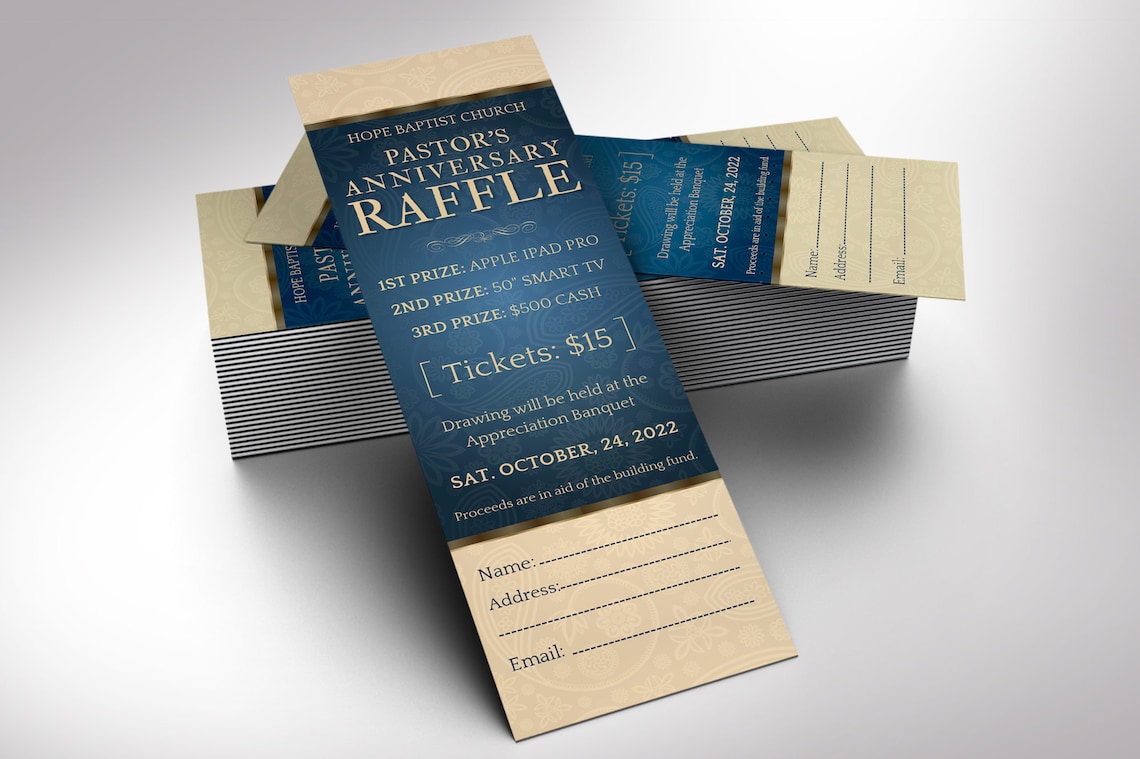 Pastor Appreciation Raffle Ticket Template for Canva 7 - Etsy