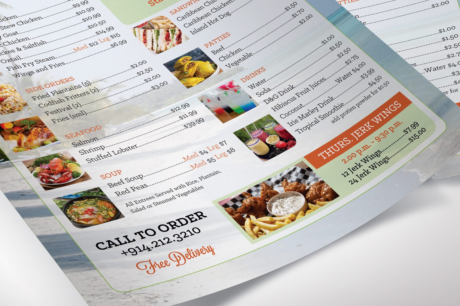Caribbean Restaurant Menu Template for Canva Green and - Etsy