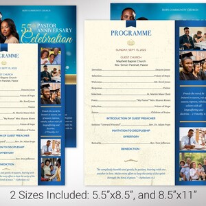Blue & Gold Pastor Anniversary Program Template: Church Banquet (canva ...