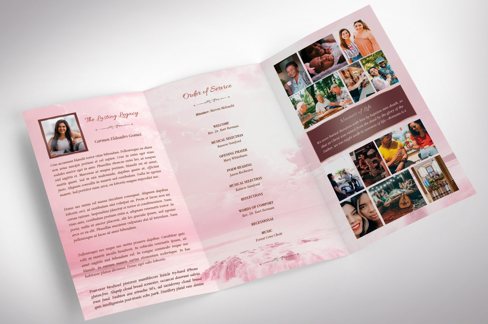 Pink Sunrise Funeral Program Template: Legal Trifold Obituary (word ...