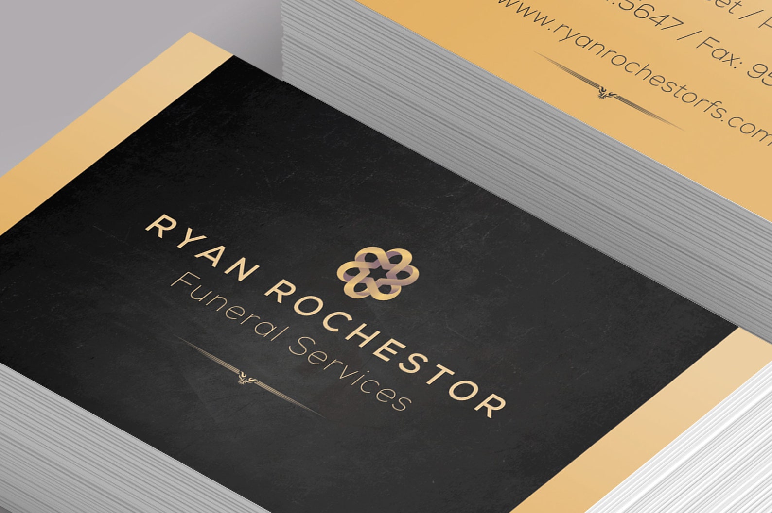 Funeral Services Business Card Template: Black and Gold Canva Design (3 ...