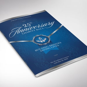 Blue & Silver Anniversary Gala Program Template | Canva: 8-page Bifold ...