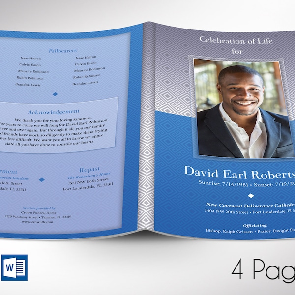 Light Blue Funeral Program - Etsy Canada