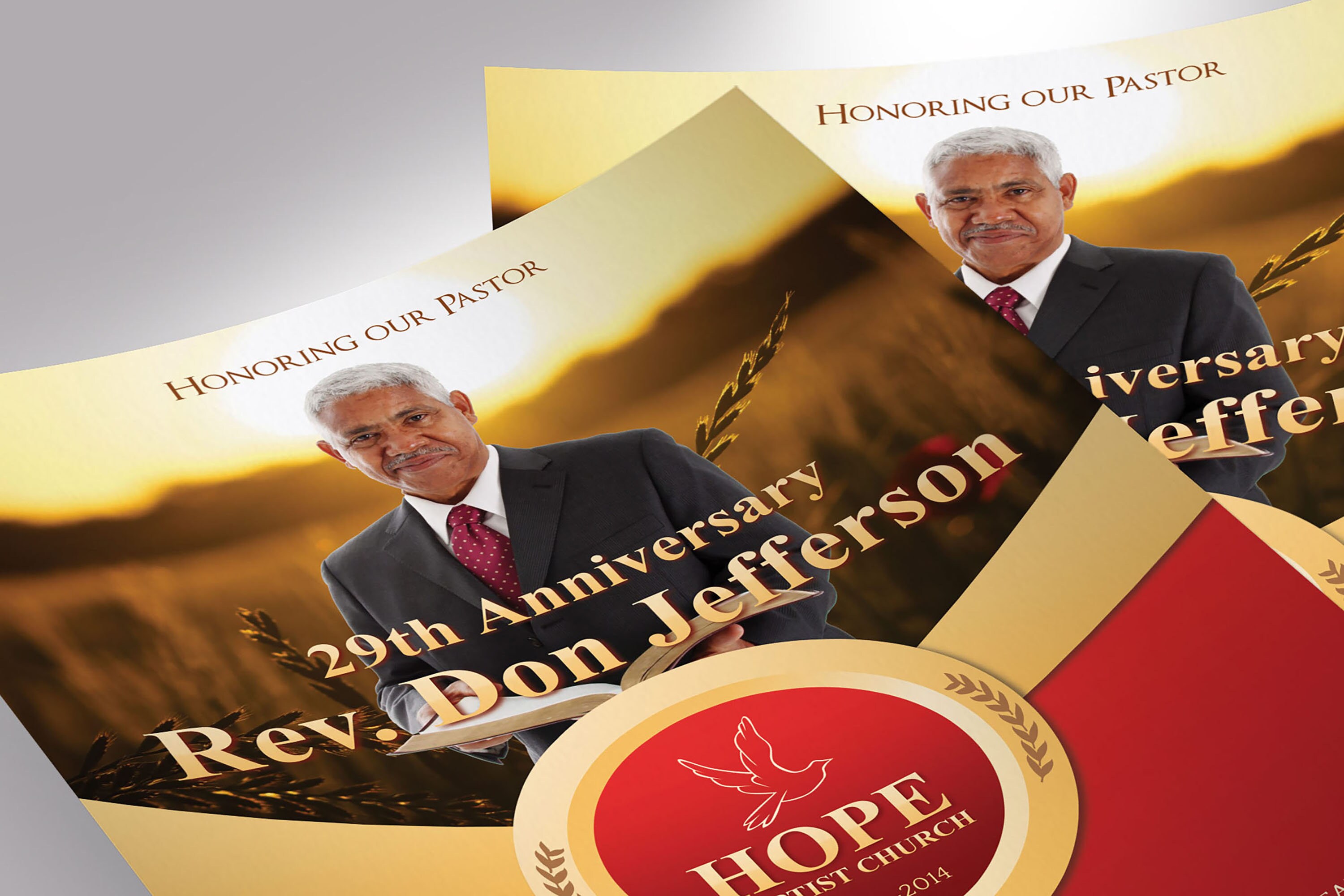 Red and Gold Pastor Anniversary Flyer Template: Church Invitation Word ...