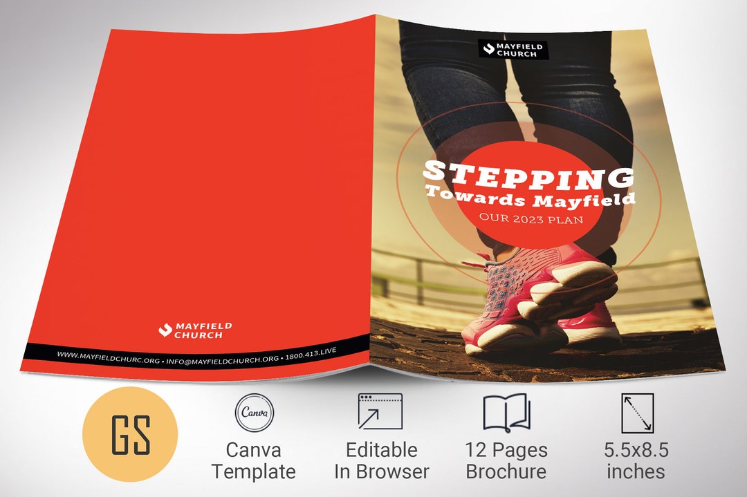 Church Missions Brochure Template, Canva, Church Planting, Orange ...