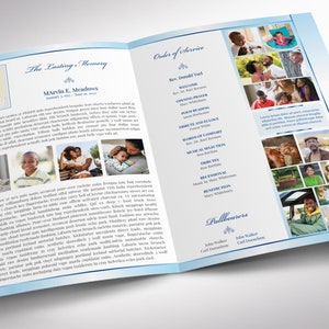 Baby Blue Funeral Program Template: 8-page Celebration of Life (canva ...