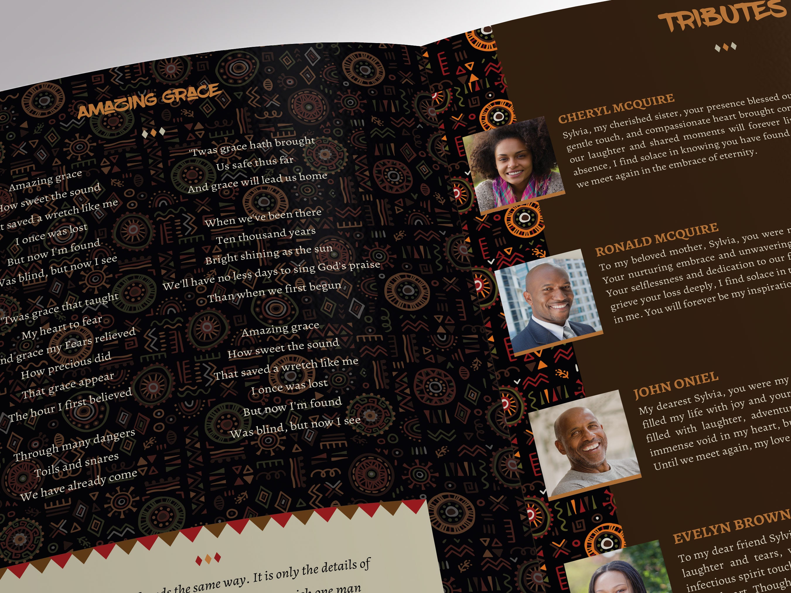 African Funeral Program Template for Canva: 8 Page Bifold Memorial ...