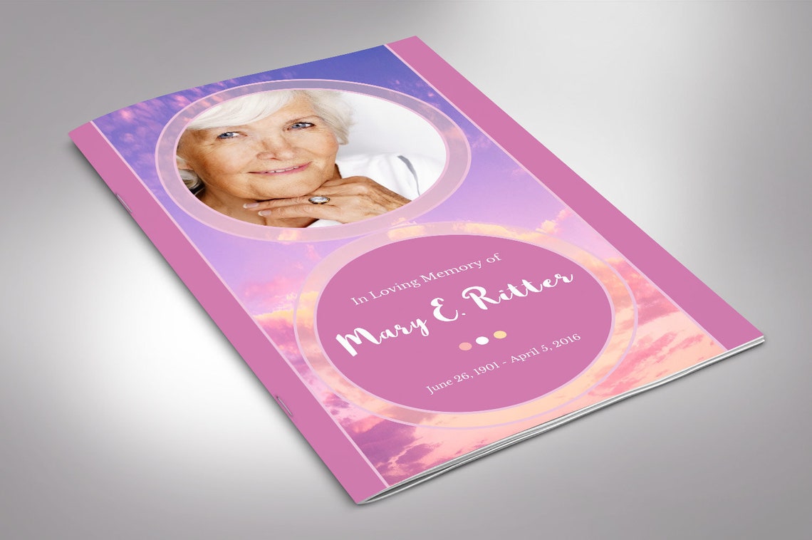 Pink Funeral Program Template for Word and Publisher 8 Pages - Etsy