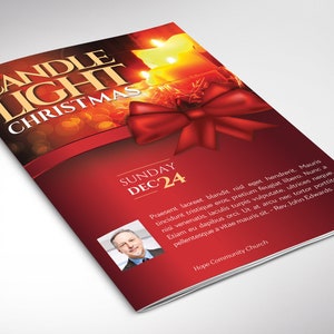 Candlelight Christmas Program Template 5.5x8.5, Church Bulletin Canva ...