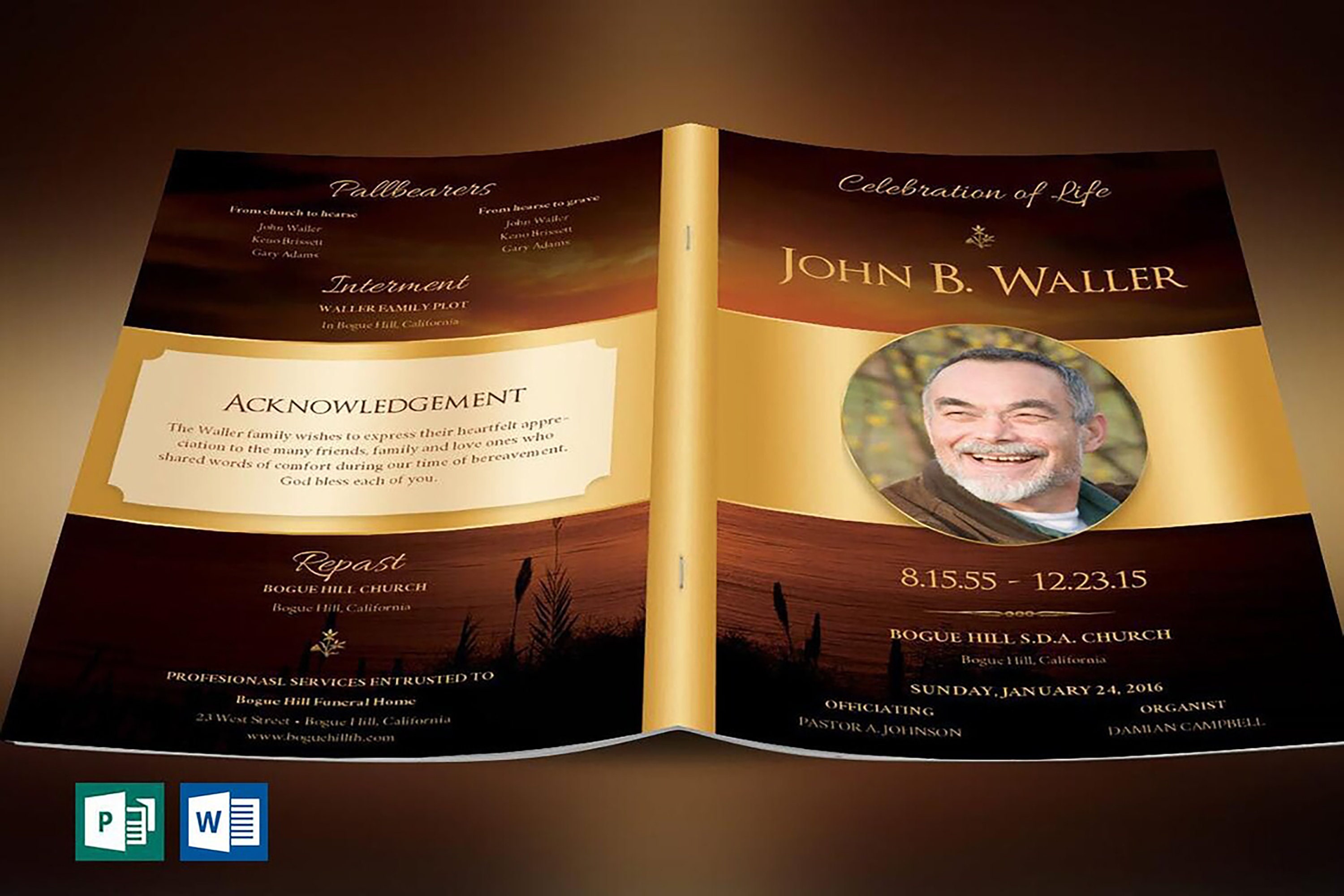 Sunset Funeral Program Template: Celebration of Life (digital Download ...