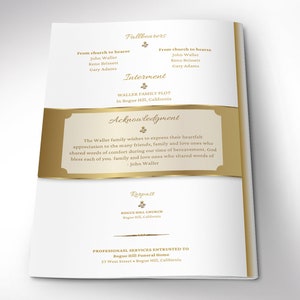 White Gold Funeral Program Template: Celebration of Life, Obituary ...