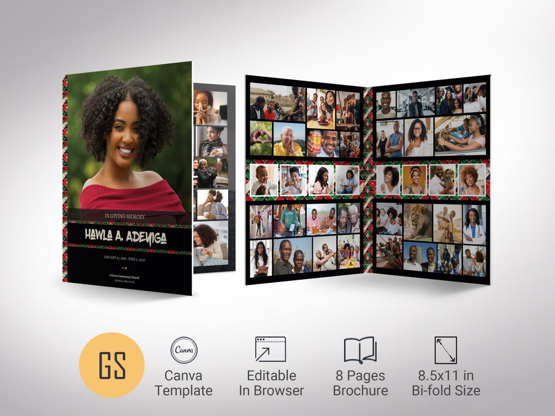 African Funeral Program Template for Canva, Tabloid Booklet, Kenyan ...