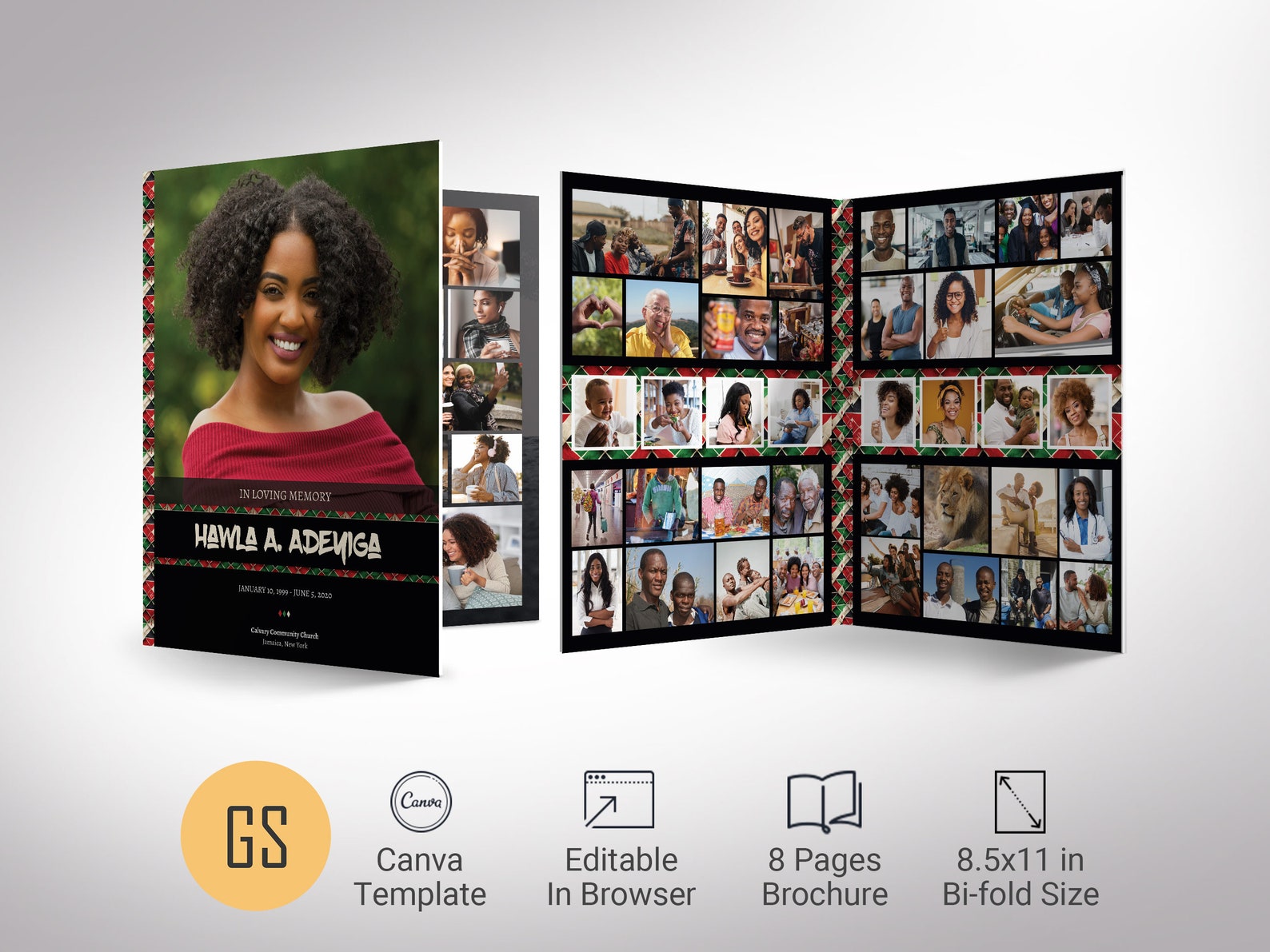 African Funeral Program Template: Kenyan Celebration of Life (canva, 8 ...