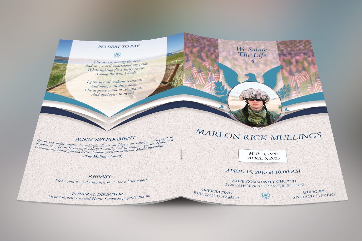 American Navy Funeral Program Template for Word and Publisher - Etsy