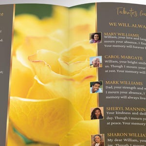 Yellow Rose Funeral Program Template: 8 Page Celebration of Life ...