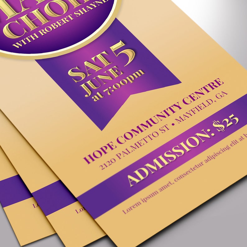 Mass Choir Concert Ticket Template for Word and Publisher - Etsy