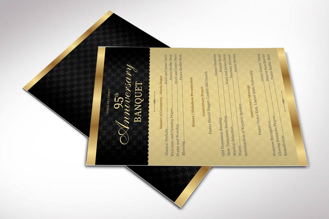 Church Anniversary One Sheet Program Canva Template Gold - Etsy