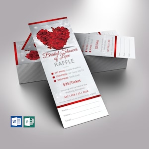 Rose Petals Valentines Day Raffle Ticket Template, Word and Publisher ...
