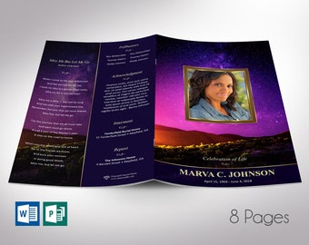 Passport Funeral Program Photoshop Template 8 Pages 5.5x8.5 Plus 8.5x11 ...