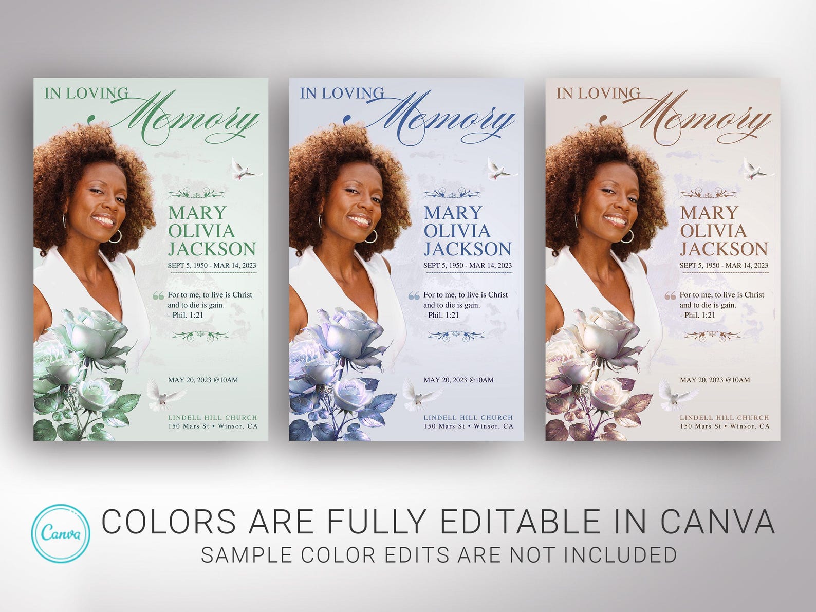 Rose Funeral Program Template | Canva: 8-page Pastel Purple Bifold ...