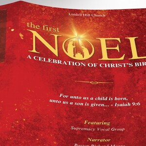Christmas Program Template: Red & Gold Church Bulletin (canva, 5.5x8.5 ...