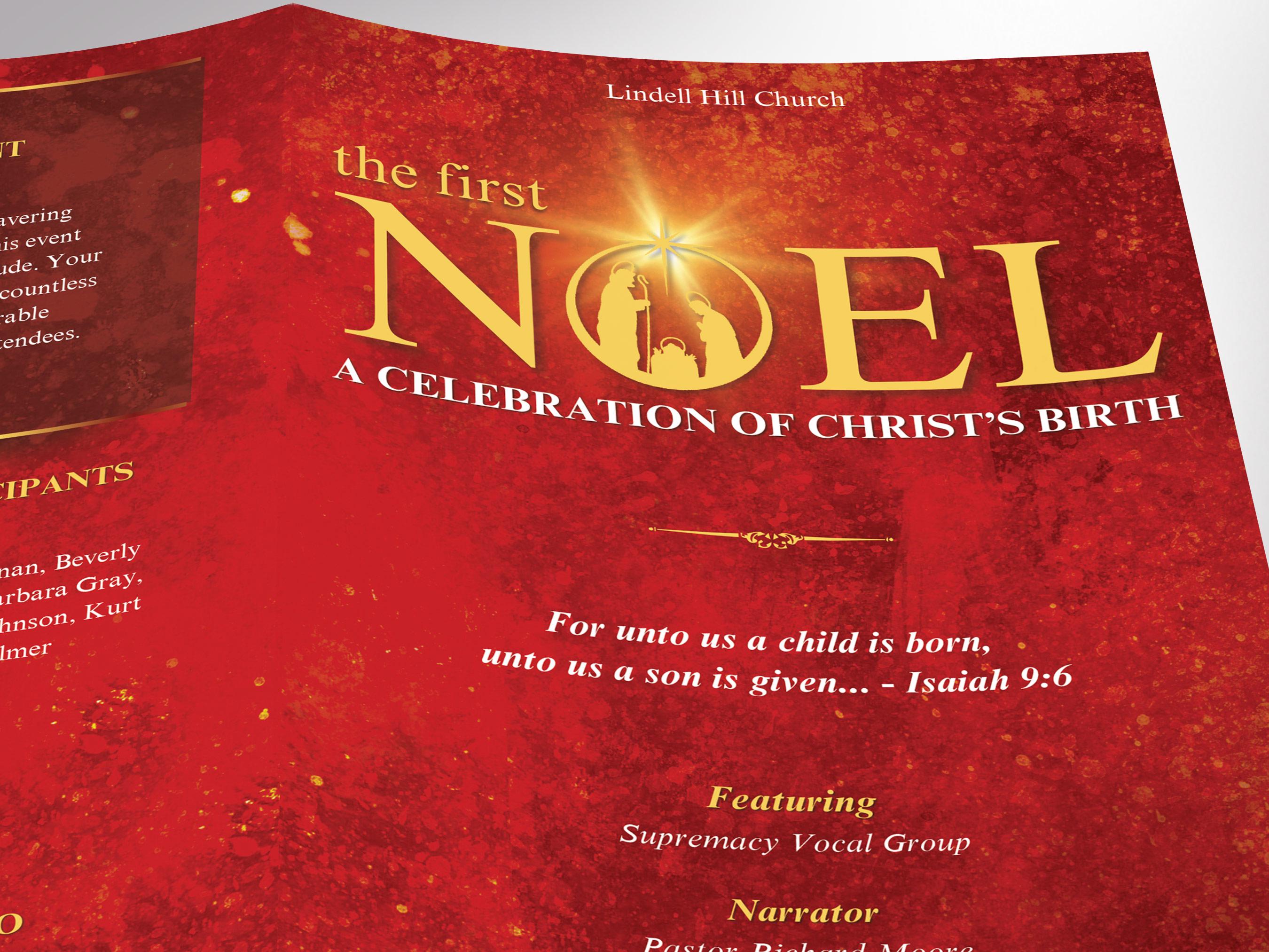 Christmas Program Template: Red & Gold 4-page Bifold Church Bulletin ...