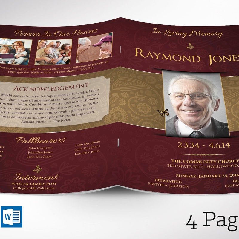 Maroon Funeral Obituary - Etsy