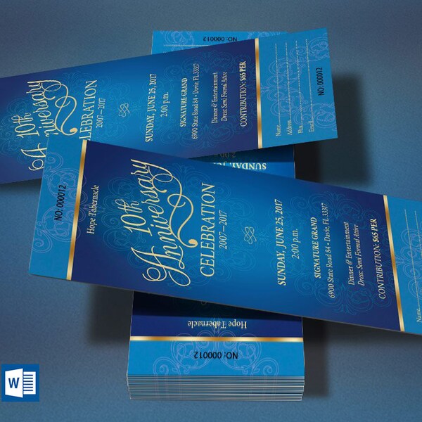 Church Anniversary Ticket Template - Etsy