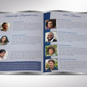 Blue Silver Anniversary Gala Program Template for Canva, Fundraiser ...