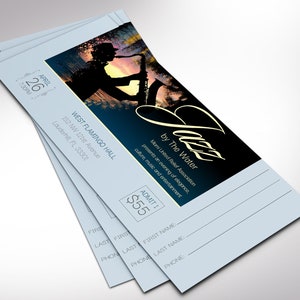 Jazz Concert Ticket Template for Canva: Saxophone Blue and Black Design ...