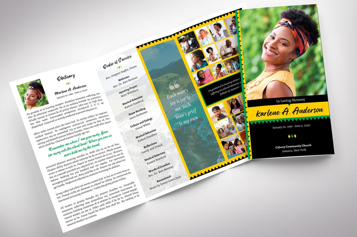 Jamaican Legal Trifold Funeral Program Template for Canva - Etsy