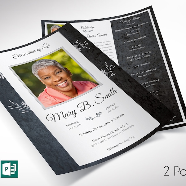 Single Page Funeral Program Template - Etsy