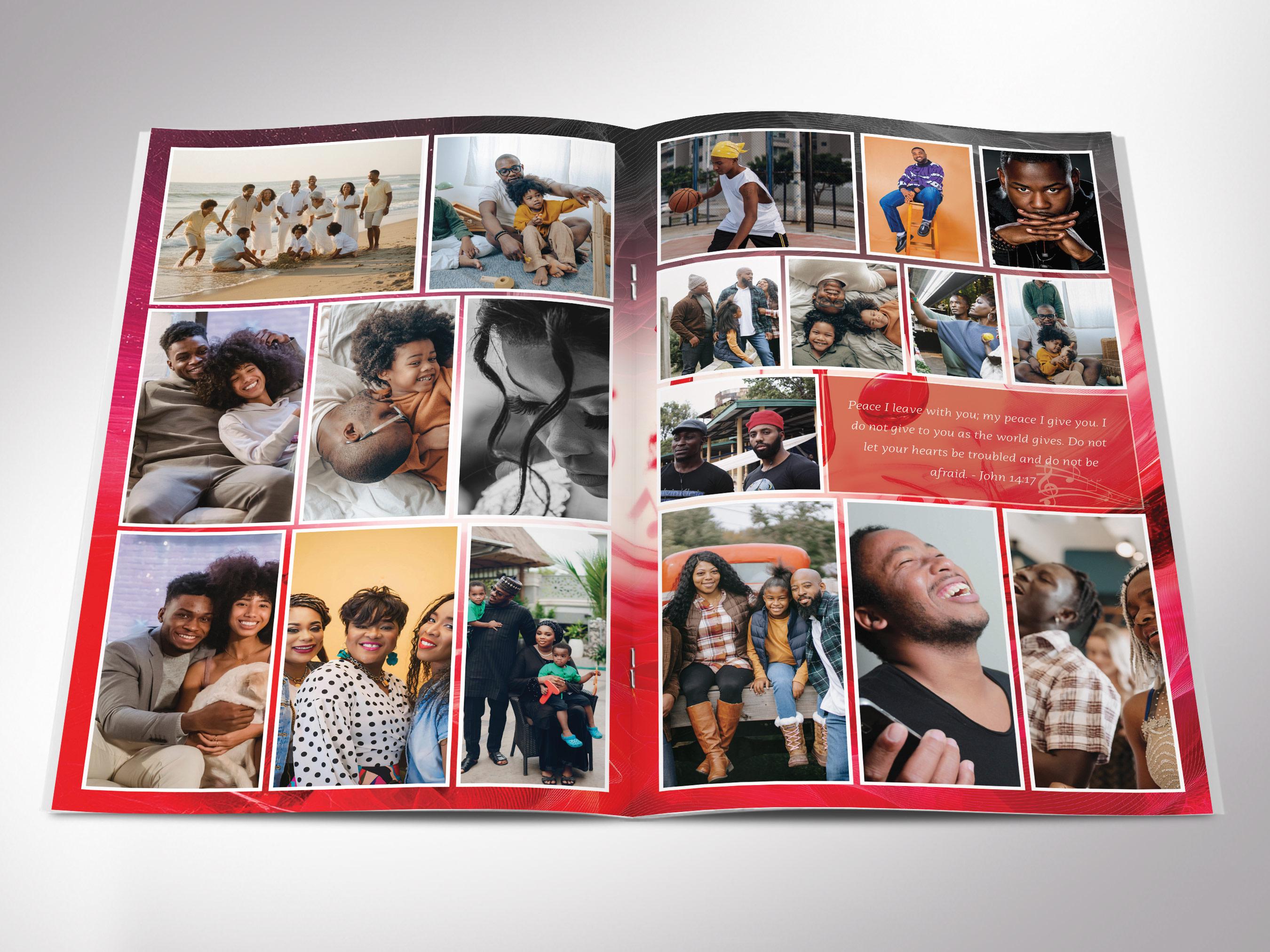 Red Musical Funeral Program Template | Canva: 8-page Bifold Memorial ...