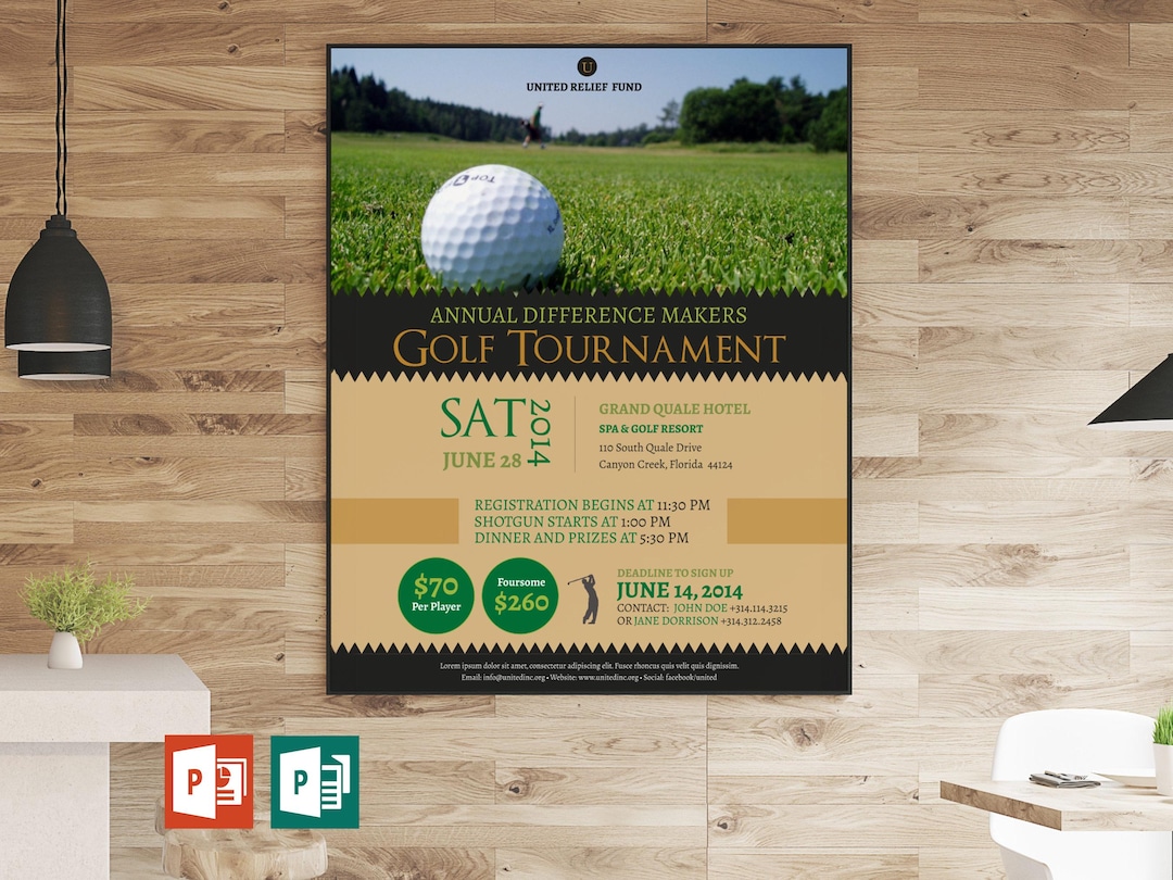 Charity Golf Tournament Poster Template, Green Black Sports Advert ...
