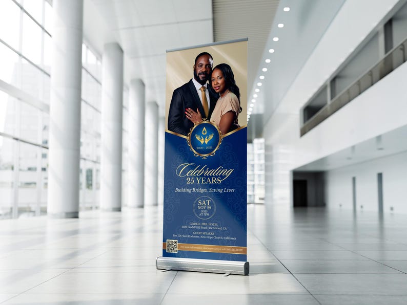 Church Anniversary Banner Template | Blue & Gold Pastor Appreciation ...
