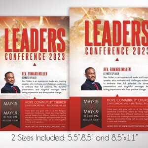 Leadership Training Church Flyer Template for Canva, Red & White ...