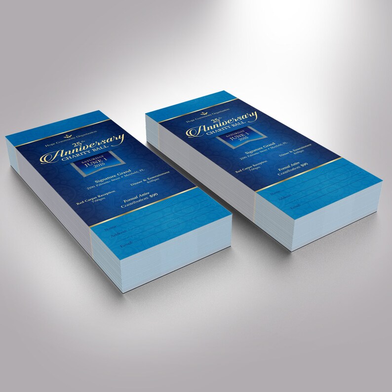 Blue & Gold Banquet Ticket Template for Word and Publisher: Church ...