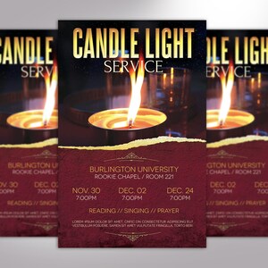 Candlelight Service Flyer Template: Burgundy & Gold (word, 5.5x8.5 ...