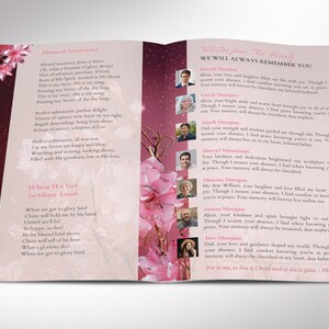 Floral Funeral Program Template: Pink Celebration of Life (5.5x8.5 ...