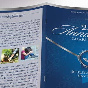 Blue & Silver Anniversary Gala Program Template | Canva: 8-page Bifold ...