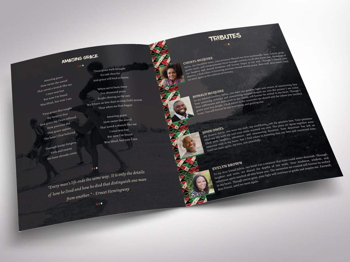 African Funeral Program Template for Canva: Kenyan 8-page Bifold ...