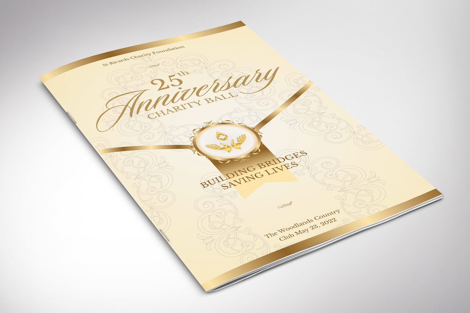 Cream Anniversary Gala Program Template for Canva, Church Anniversary ...