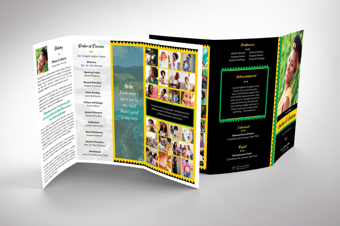 Jamaican Legal Trifold Funeral Program Template for Canva - Etsy