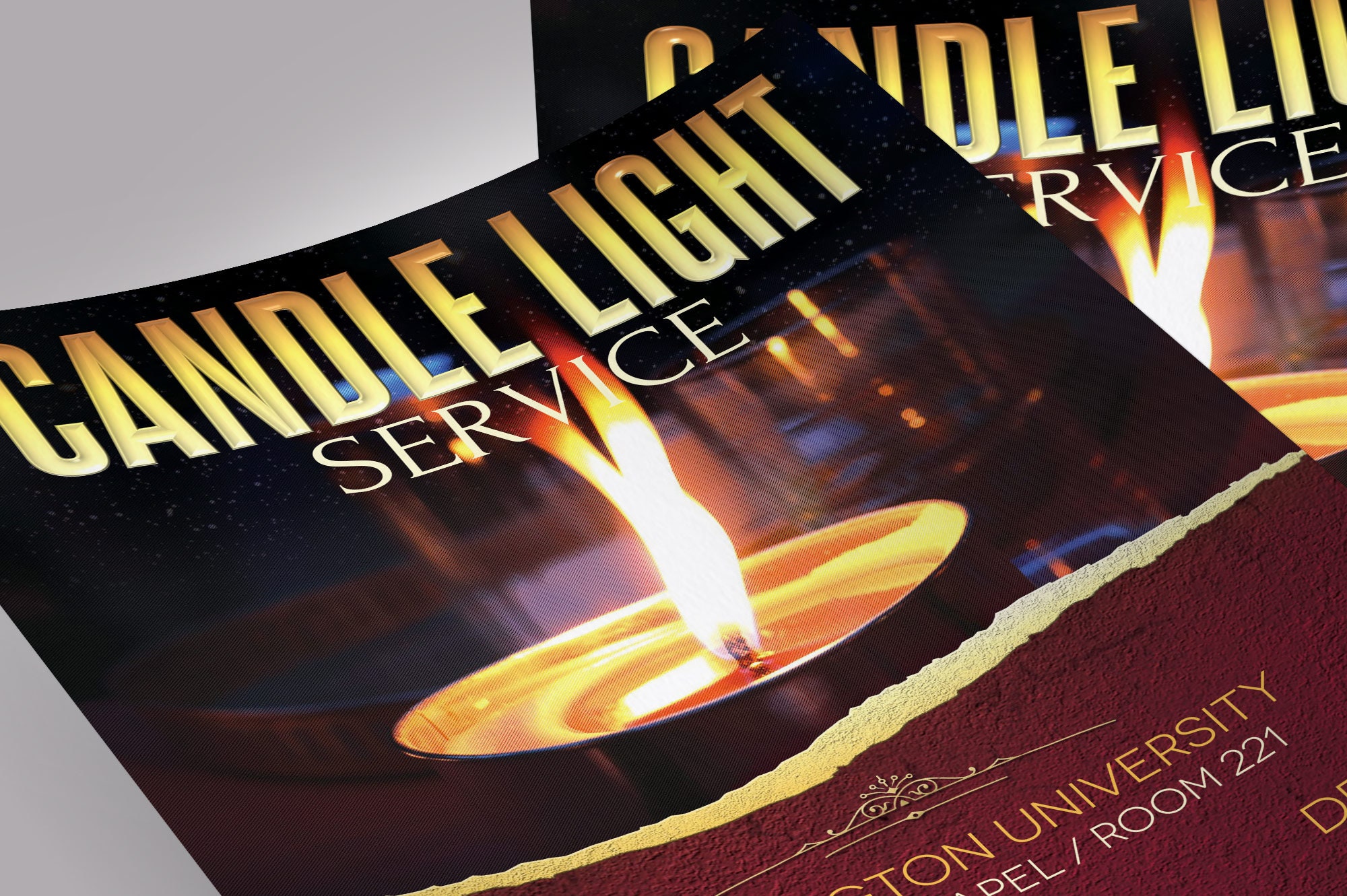 Candlelight Service Flyer Template: Burgundy & Gold (word, 5.5x8.5 ...