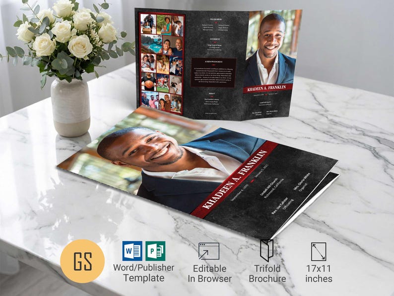 Red Rock Funeral Program Template | Word and Publisher: Tabloid Trifold ...